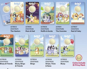 Bluey 10 Coin Tube and Folder Set - Etsy