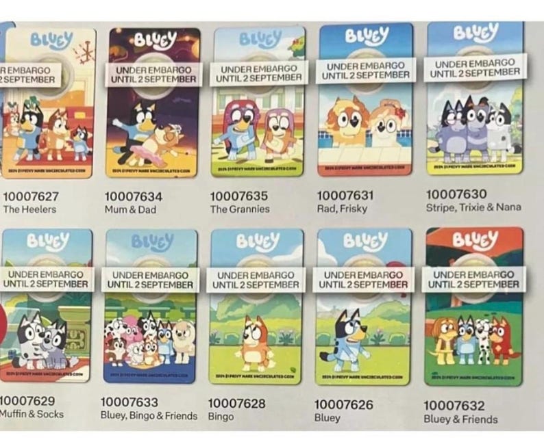 Bluey 10 Coin in Card Set - Etsy