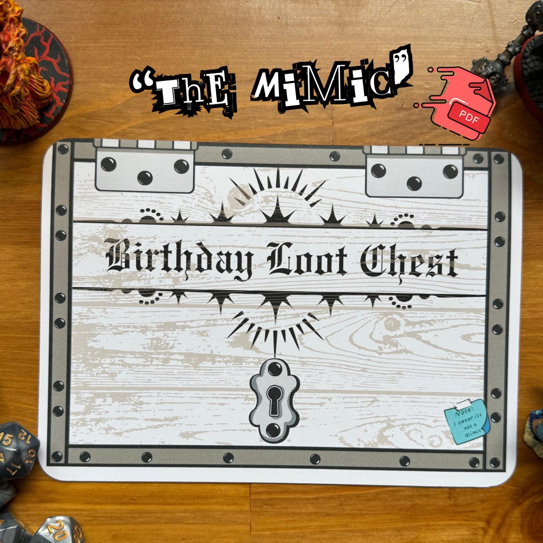 Dnd Birthday Card|mimic-digital PDF Download, Printable Dungeons and ...