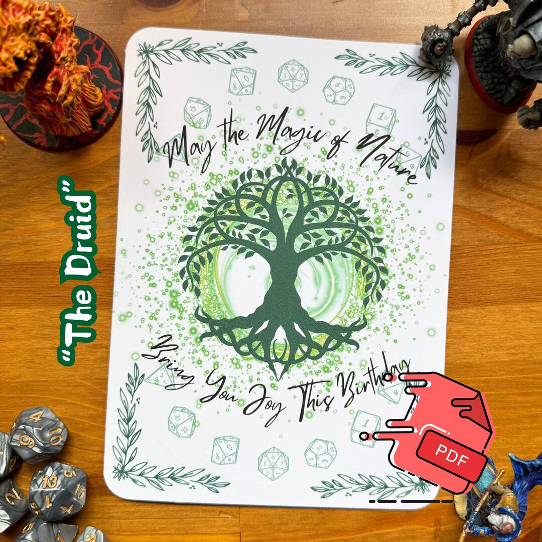 Dnd Birthday Card|druid- Digital PDF Download, Printable Dungeons and ...
