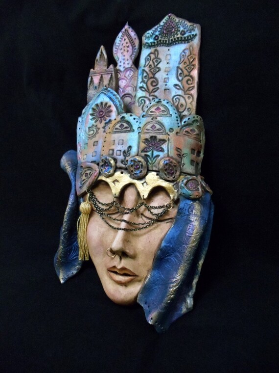 Items similar to Middle Eastern Mask/Face Ceramic Wall Hanging on Etsy