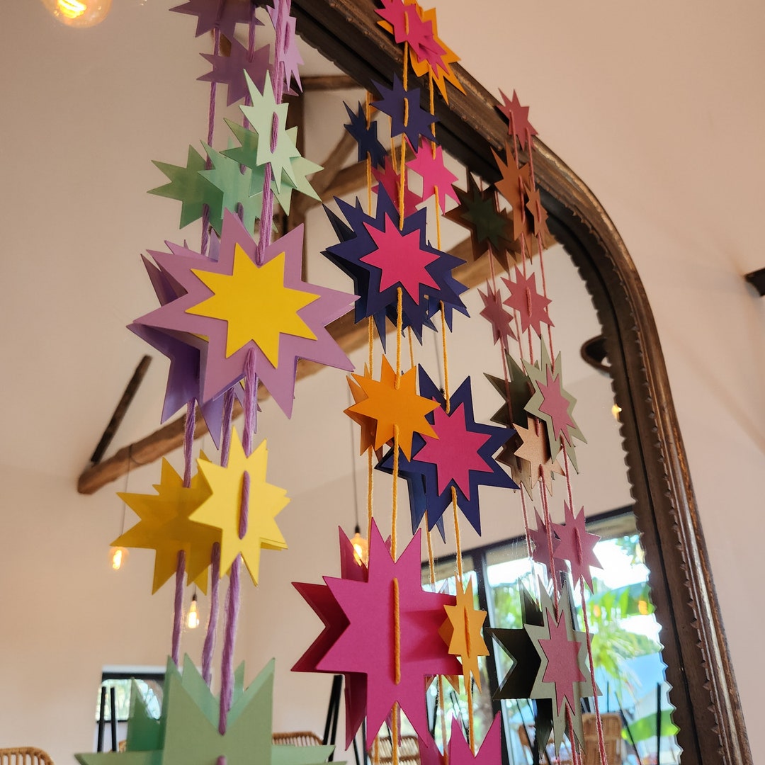 Vertical Garland of Geometric Paper Stars, 3 Versions Available - Etsy