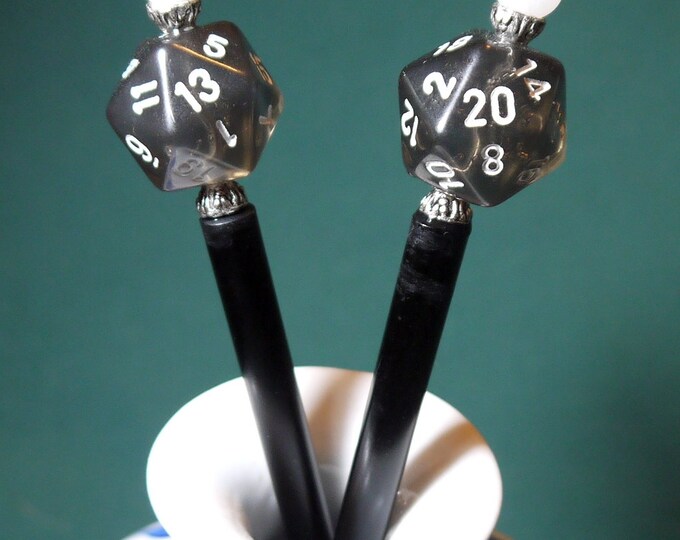 Smoke Grey D20 Topped Hair Sticks - Etsy