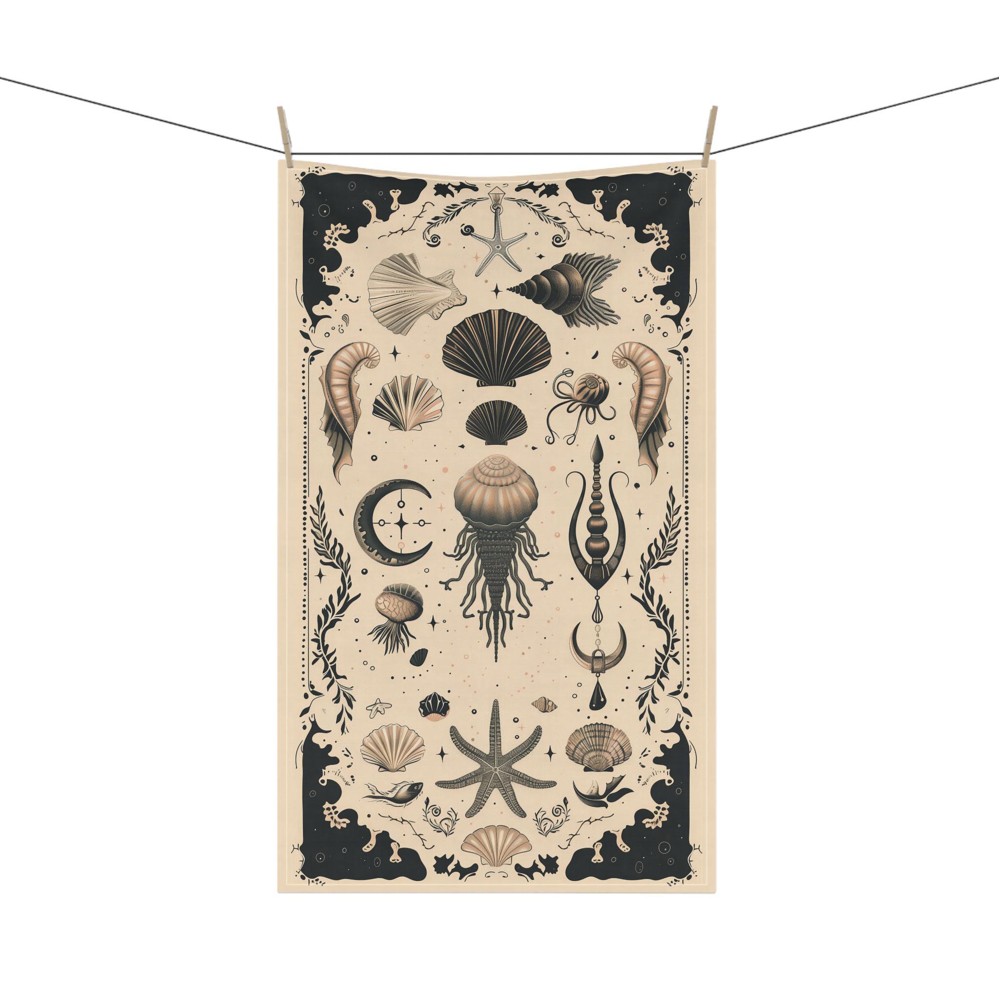 Sea Witch Jellyfish Tea Towel, Ocean Altar Cloth, Mystical Marine Decor ...