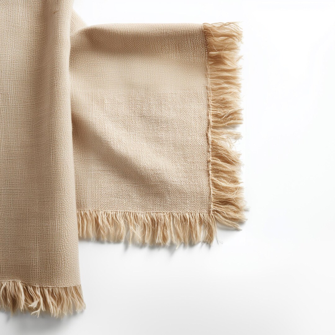 Beige Linen Fabric Sheet With Frayed Edges - Etsy