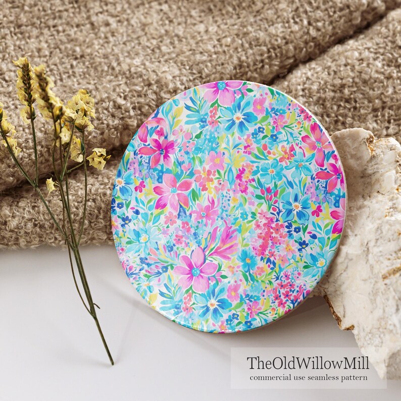 Preppy Floral Seamless File, Colourful Spring Surface Pattern ...