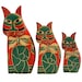 Vintage Laurel Burch Cat Sculptures~ Floral Cats~ Hand Painted Wooden ...