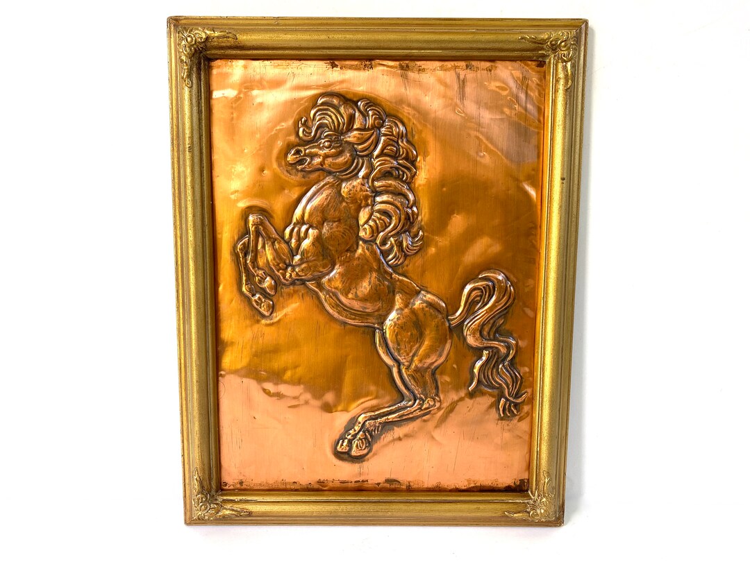 Mid Century Copper Stallion Art~ Wall Art ~ Equestrian Decor ~ Handsome ...