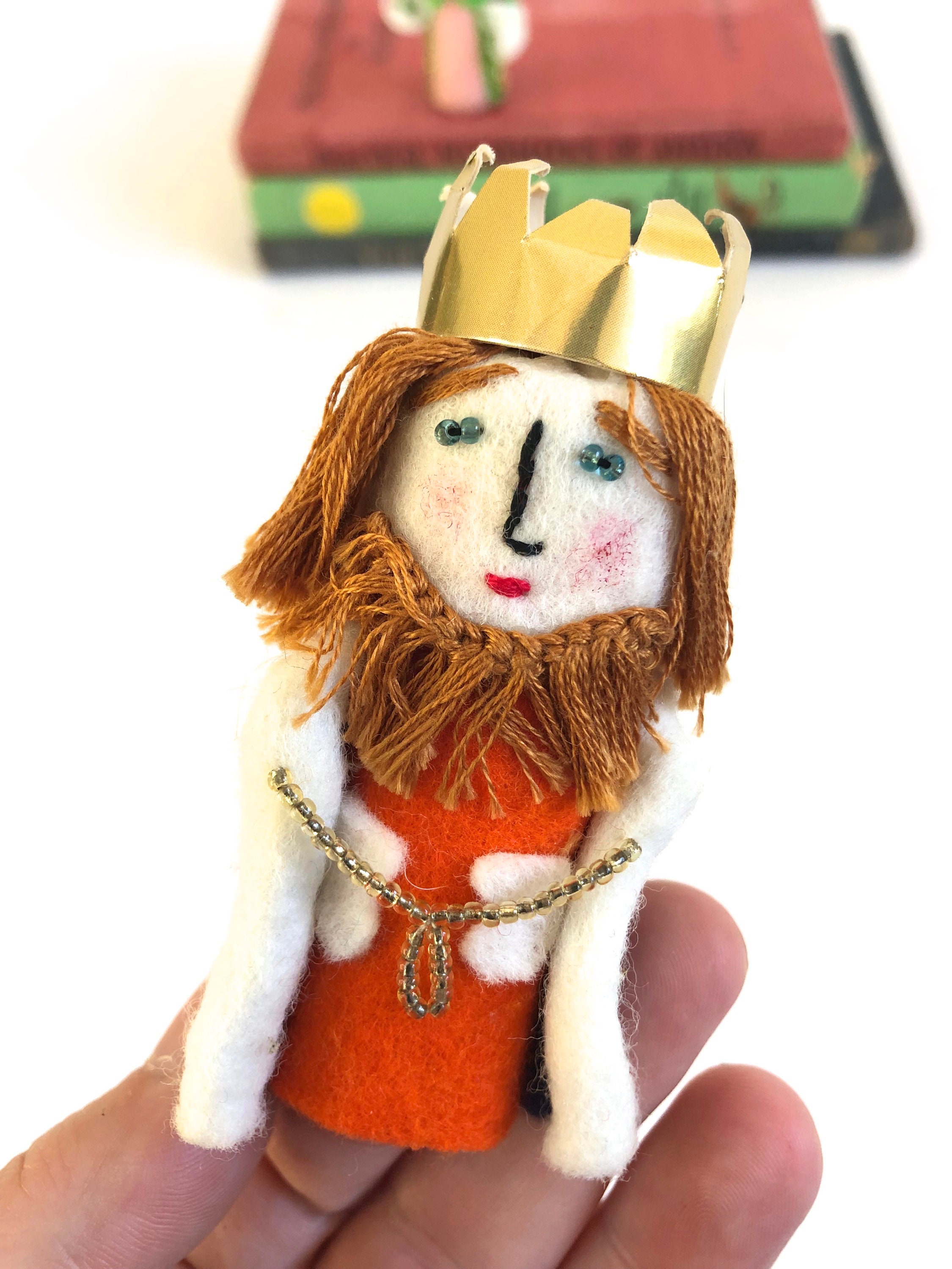 Vintage Royal Finger Puppets Handmade Felt King Queen | Etsy