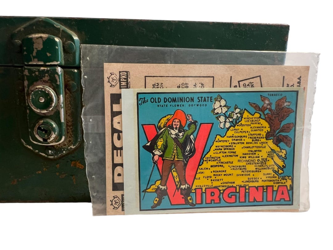 Vintage Virginia State Decal - Travel Souvenir Sticker - Etsy