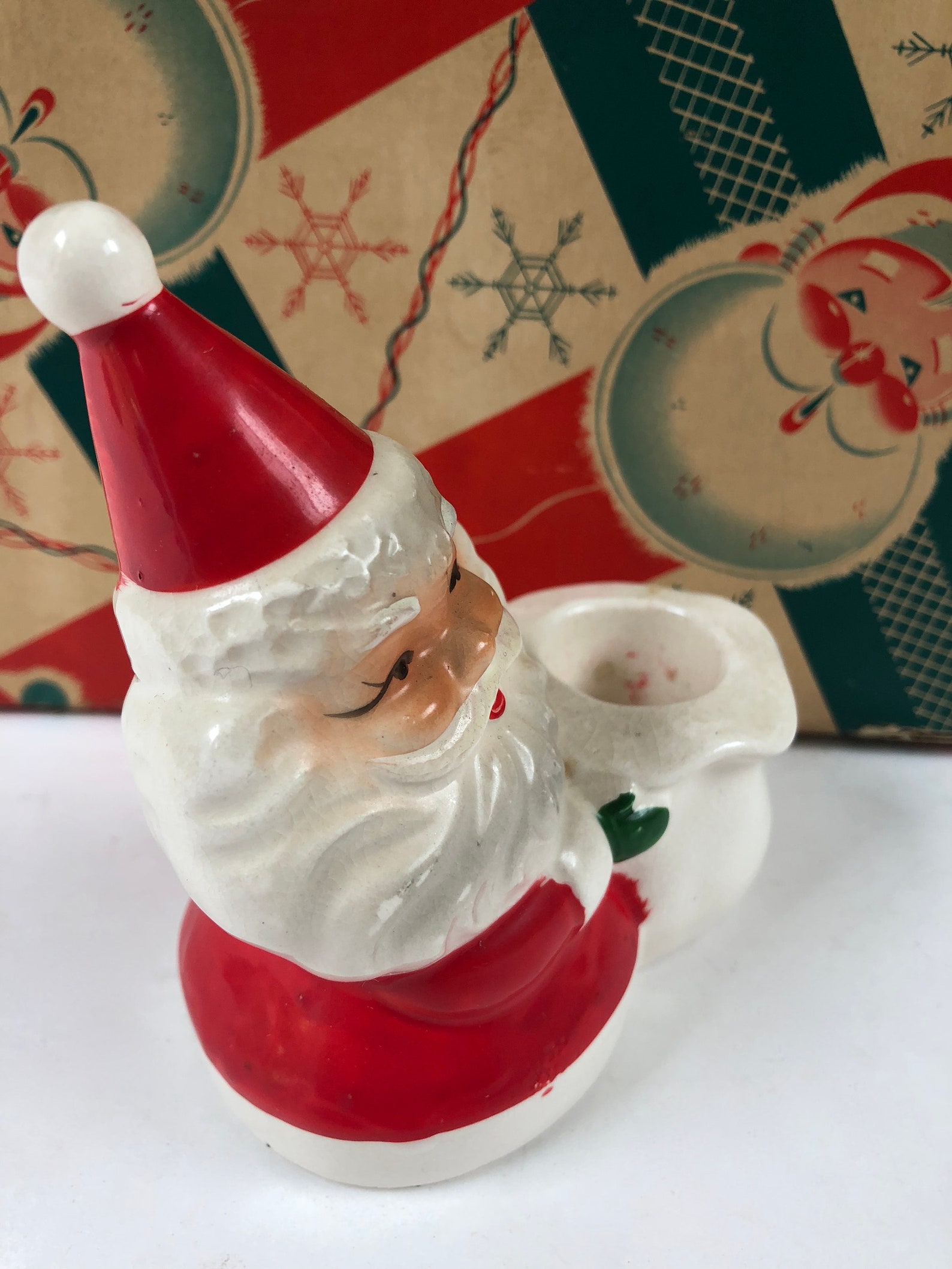 Vintage Santa Candle Holder 60's Holiday Christmas - Etsy