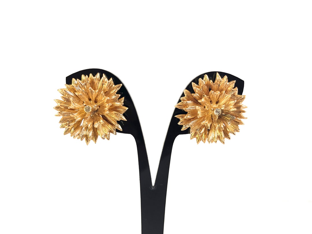 Vintage Nettie Rosenstein Earrings~ Sunburst Design~ Gold Plate and ...