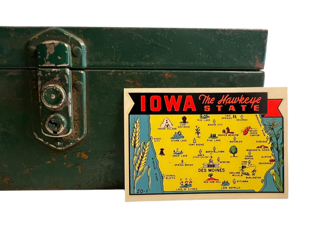 Vintage Iowa Hawkeye State Label~ Car Sticker Water Transfer Window ...