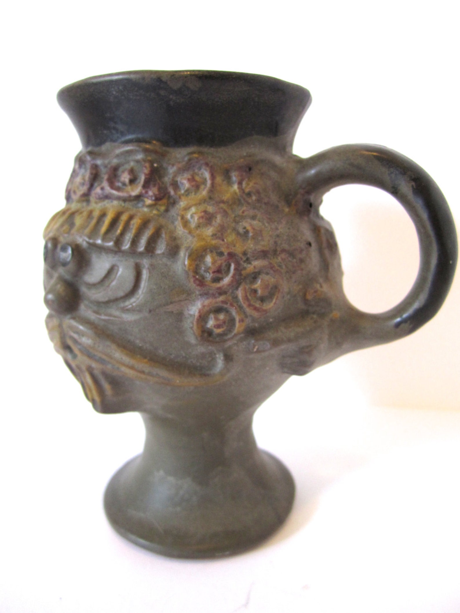 Vintage B. Welsh Folk Art Pottery Face Mug Coffee Cup - Etsy
