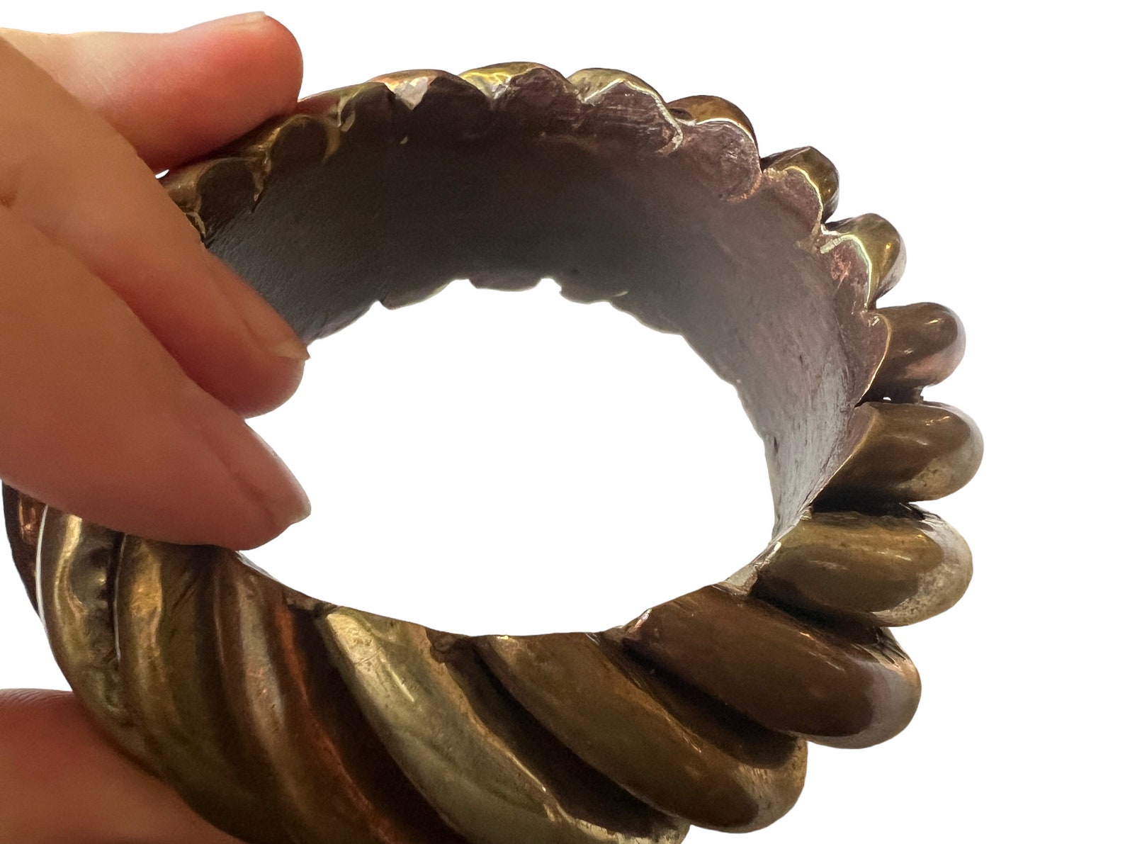 Vintage Mixed Metal Bangle ~ Chunky Coiled Silver, Copper & Brass Over ...