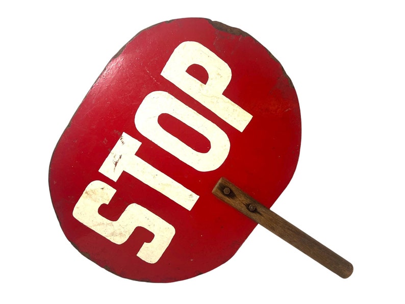 Vintage Hand Painted STOP Sign, School Crossing Guard Traffic Control ...