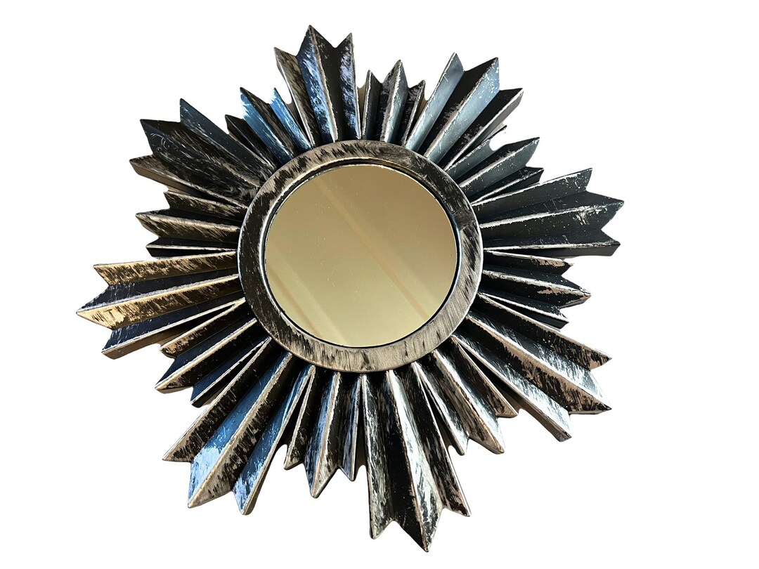 Retro Silver Sunburst Mirror~ Small Wall Mirror ~hollywood Regency ...