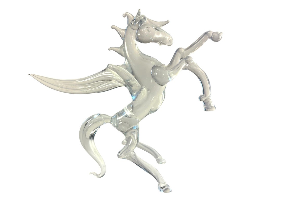 Vintage Glass Pegasus Sculpture~ Blown Art Glass Mystical Flying Horse ...