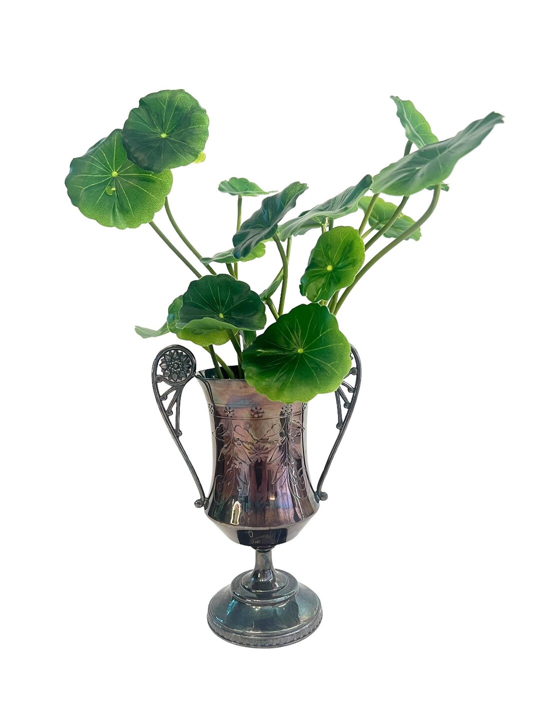 Vintage Loving Cup Jardiniere Trophy Vase~ Ornate Silver Plated Bud ...