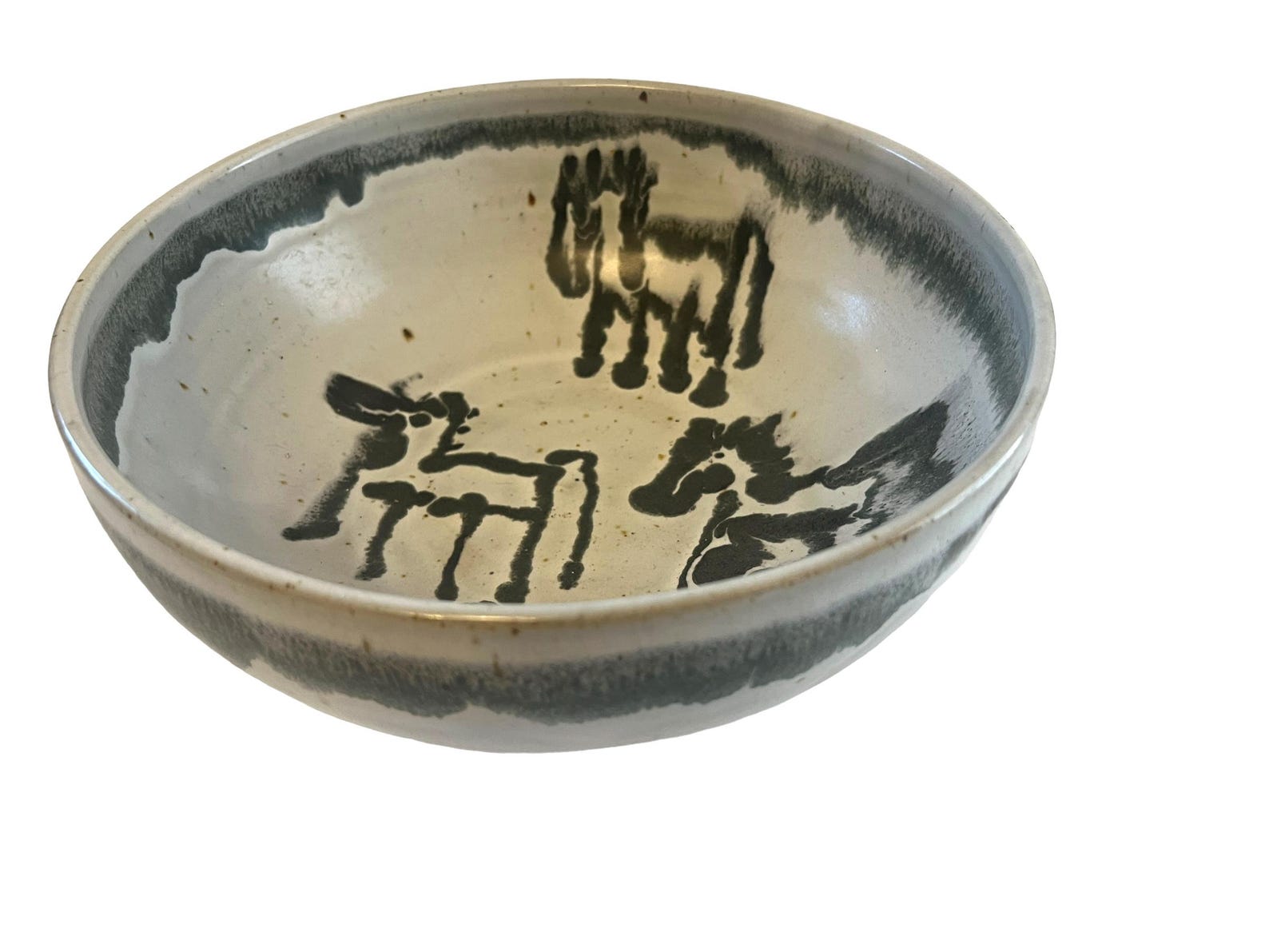 Mid Century William Creitz Pottery Bowl, Abstract Horse Design - Etsy