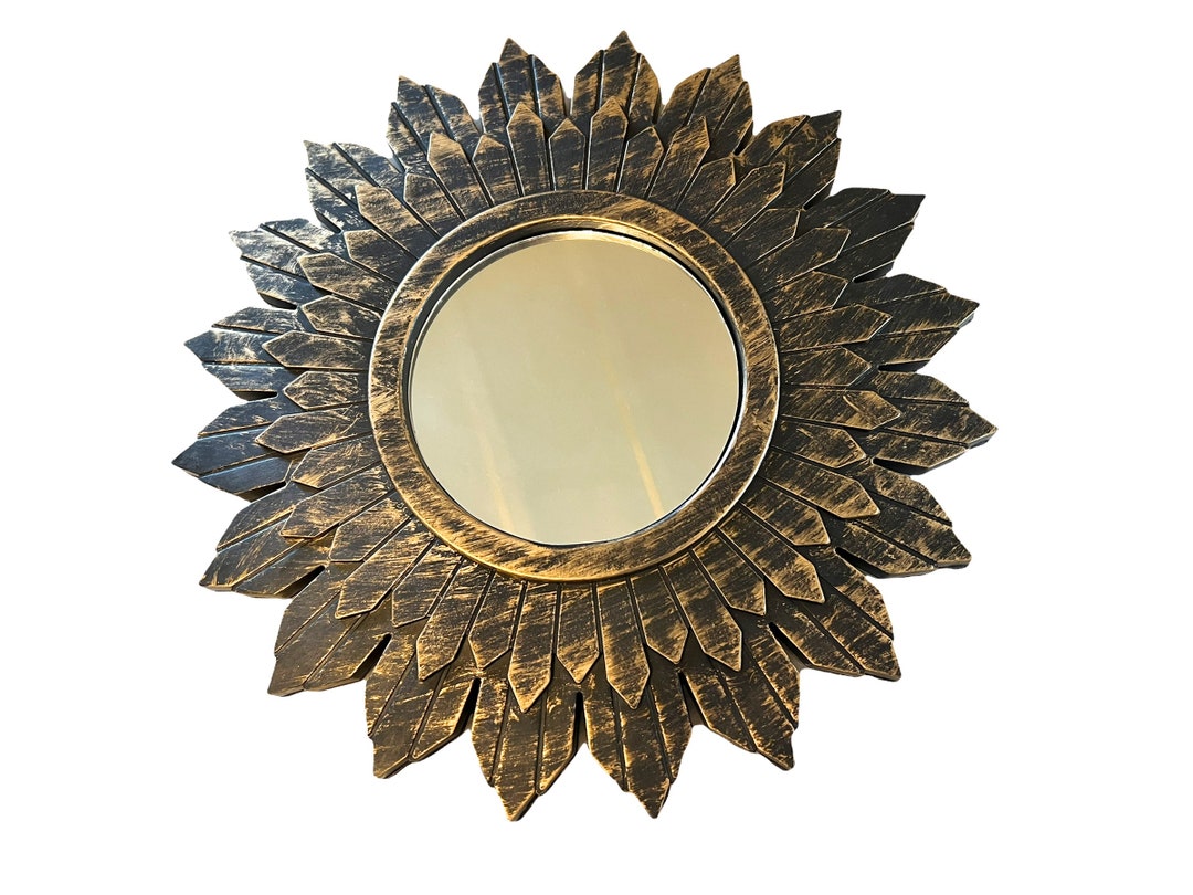 Retro Gold Sunburst Mirror~ Small Wall Mirror ~hollywood Regency Decor ...