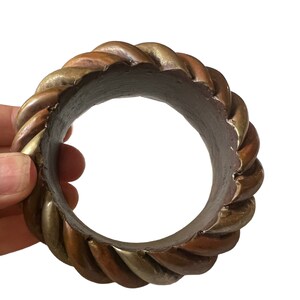 Vintage Mixed Metal Bangle ~ Chunky Coiled Silver, Copper & Brass Over ...