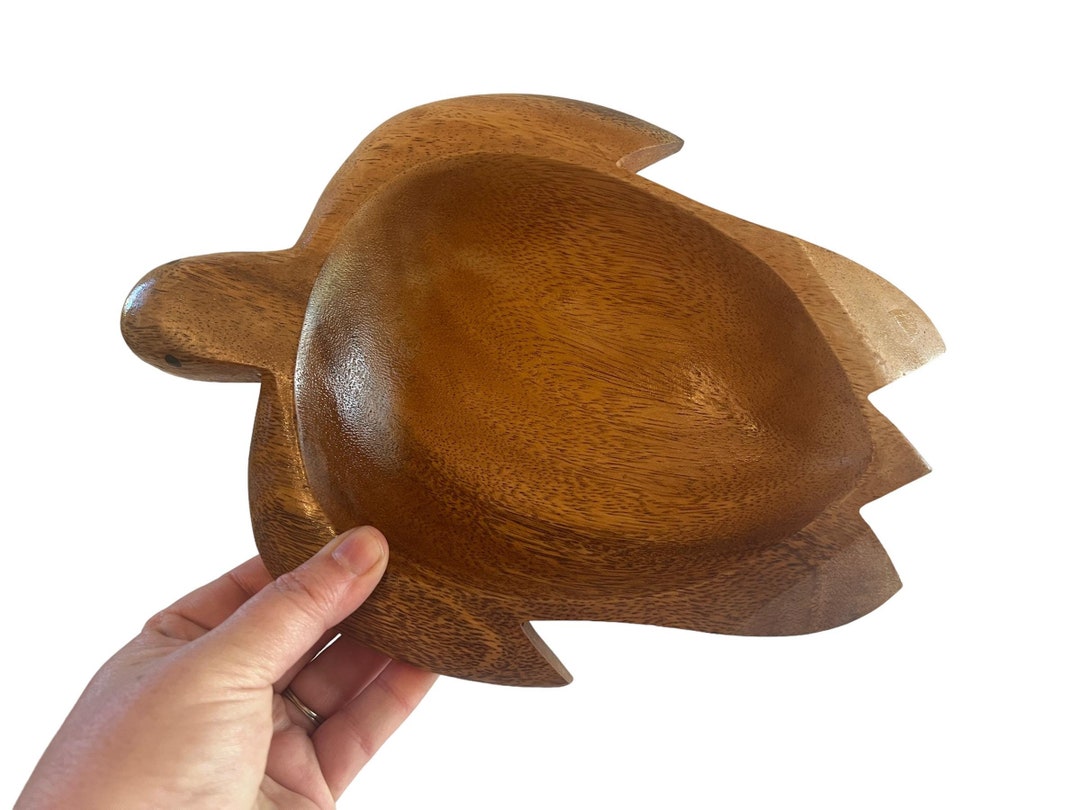 Vintage Teak Sea Turtle Dish~ Unique Hand Carved Tiki Tropical Hawaiian ...