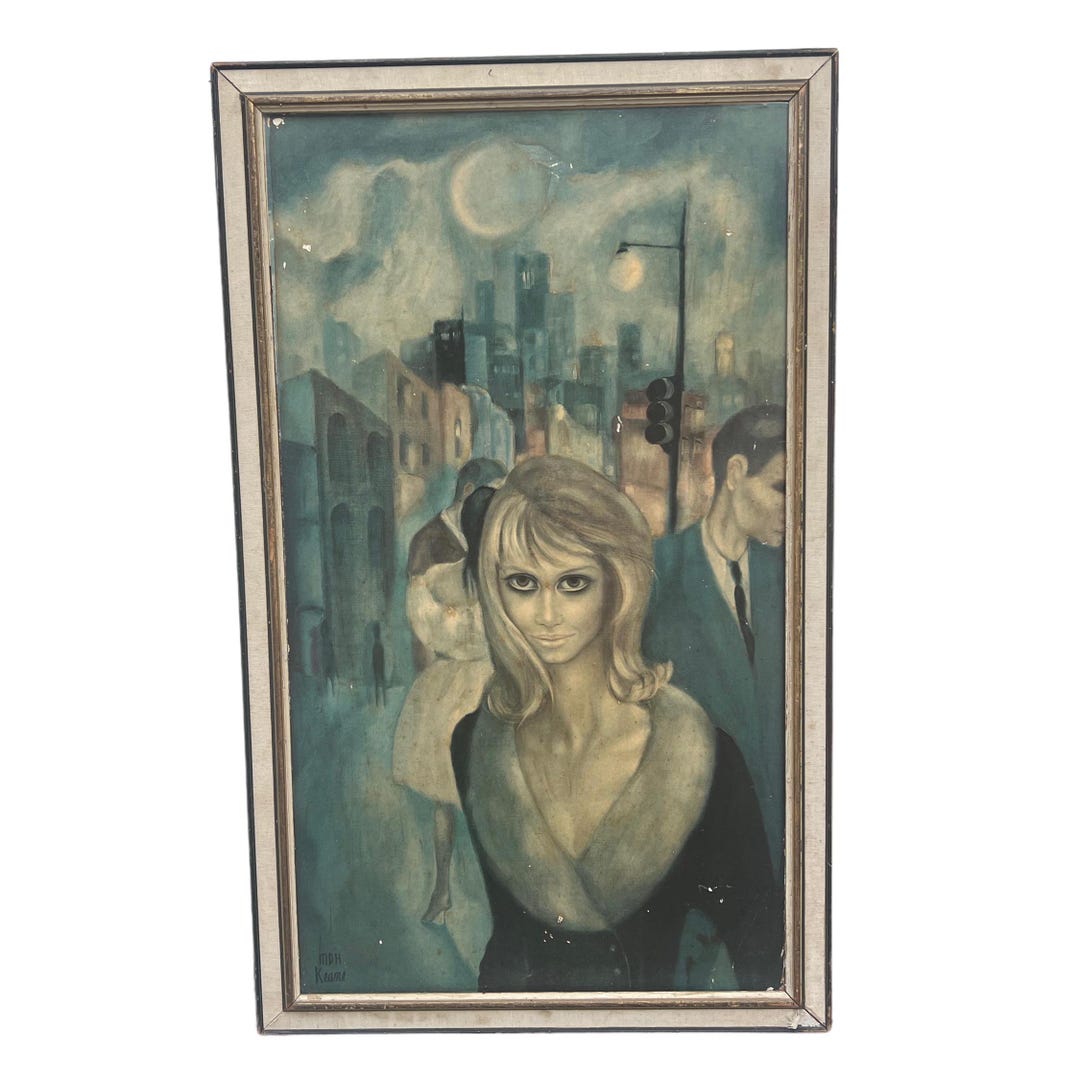 Vintage Framed Margaret Keane Print~ Big Eyes Girl "escape"~ Very Rare ...