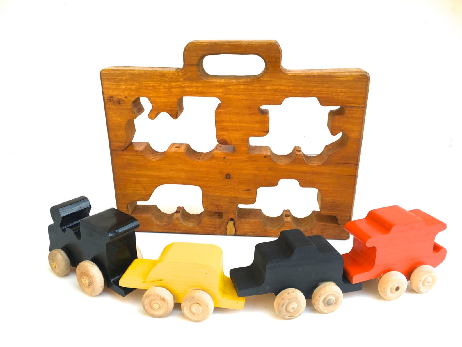 Vintage Wooden Train Set 1970's Train Puzzle childs Toy | Etsy