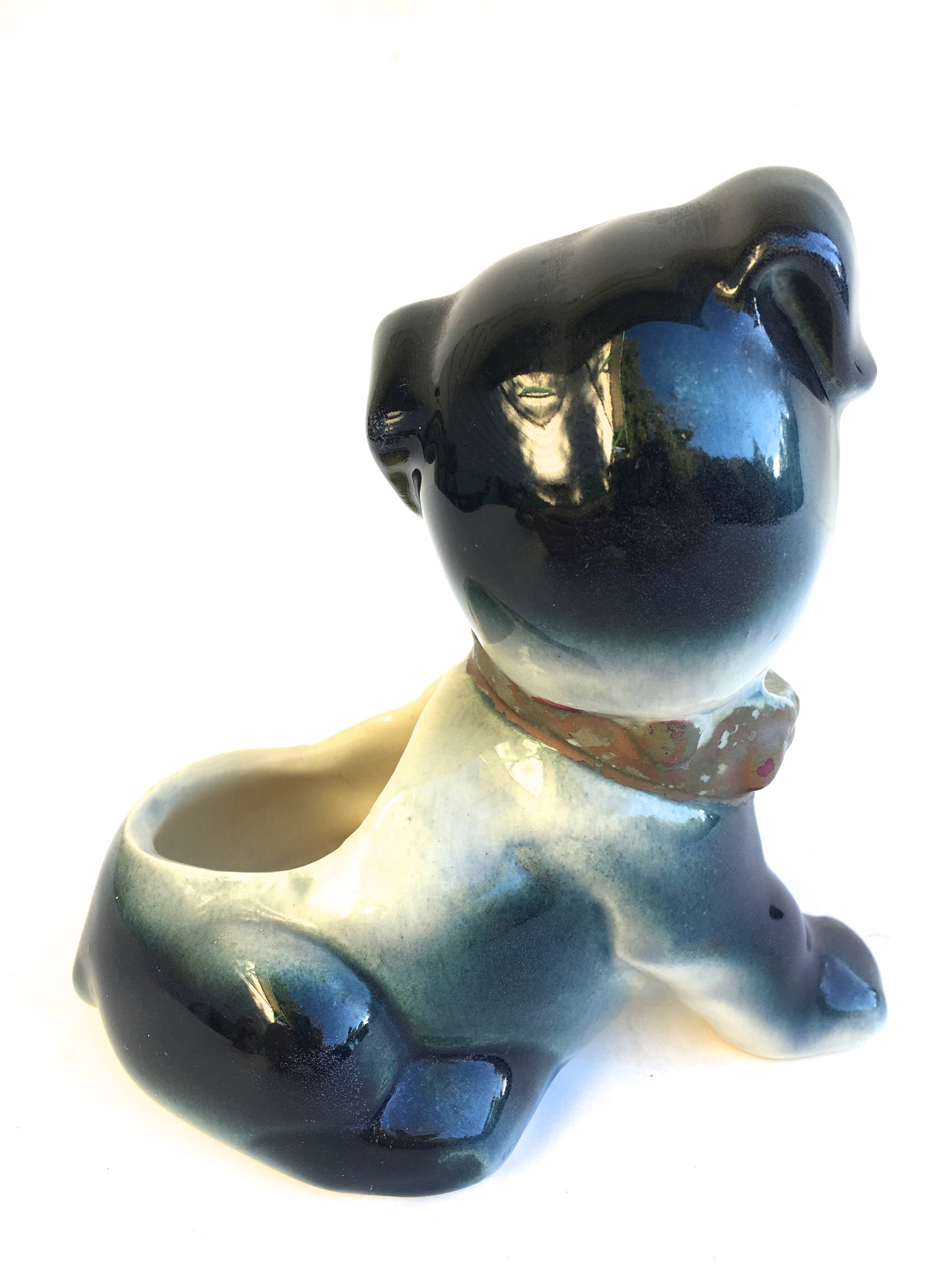 Vintage Boxer Dog Planter ceramic Vase or Flower Pot black & | Etsy