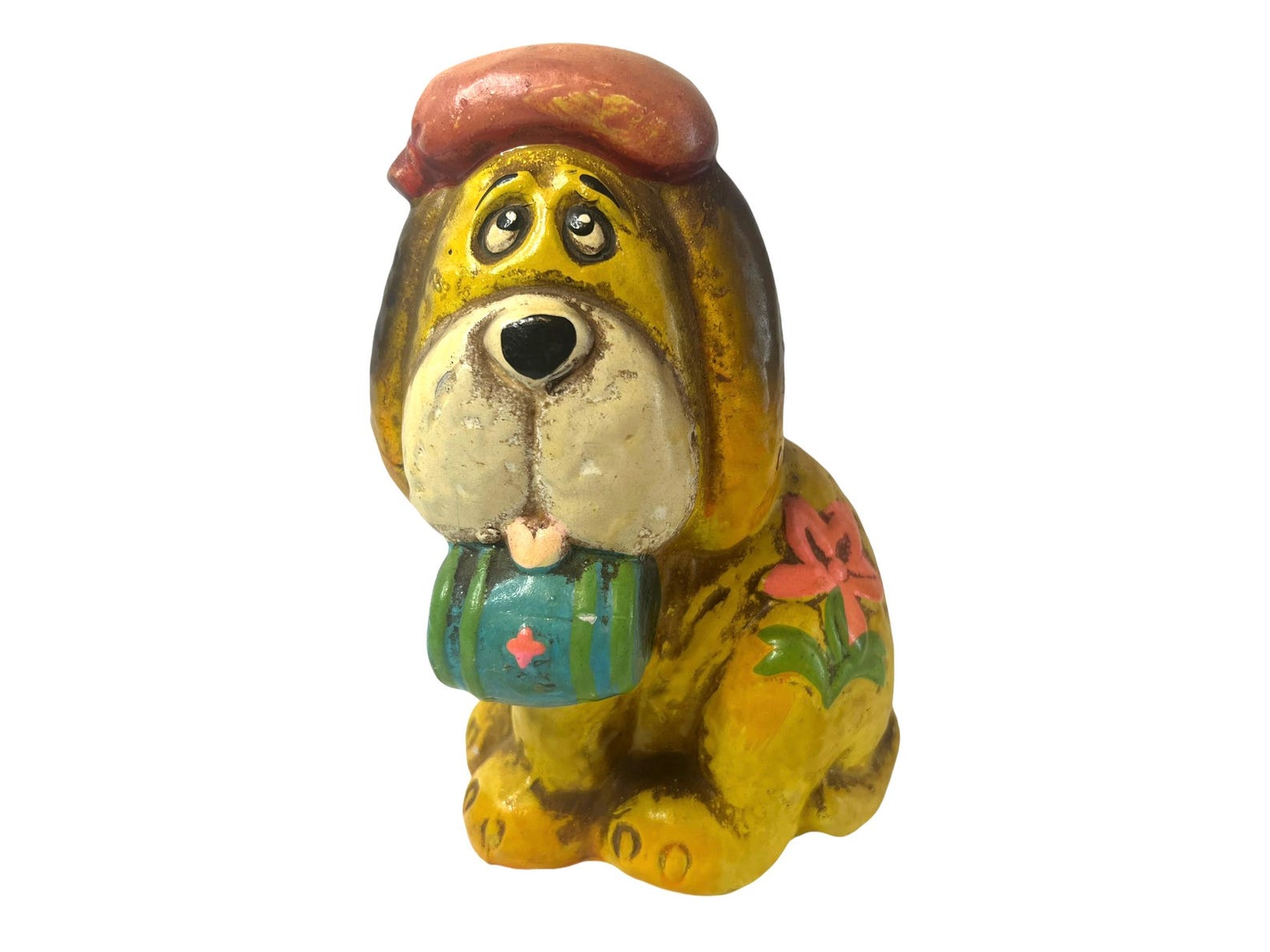Vintage St. Bernard Dog Coin Bank~ Painted Paper Mache Piggy Bank ...
