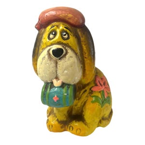 Vintage St. Bernard Dog Coin Bank~ Painted Paper Mache Piggy Bank ...