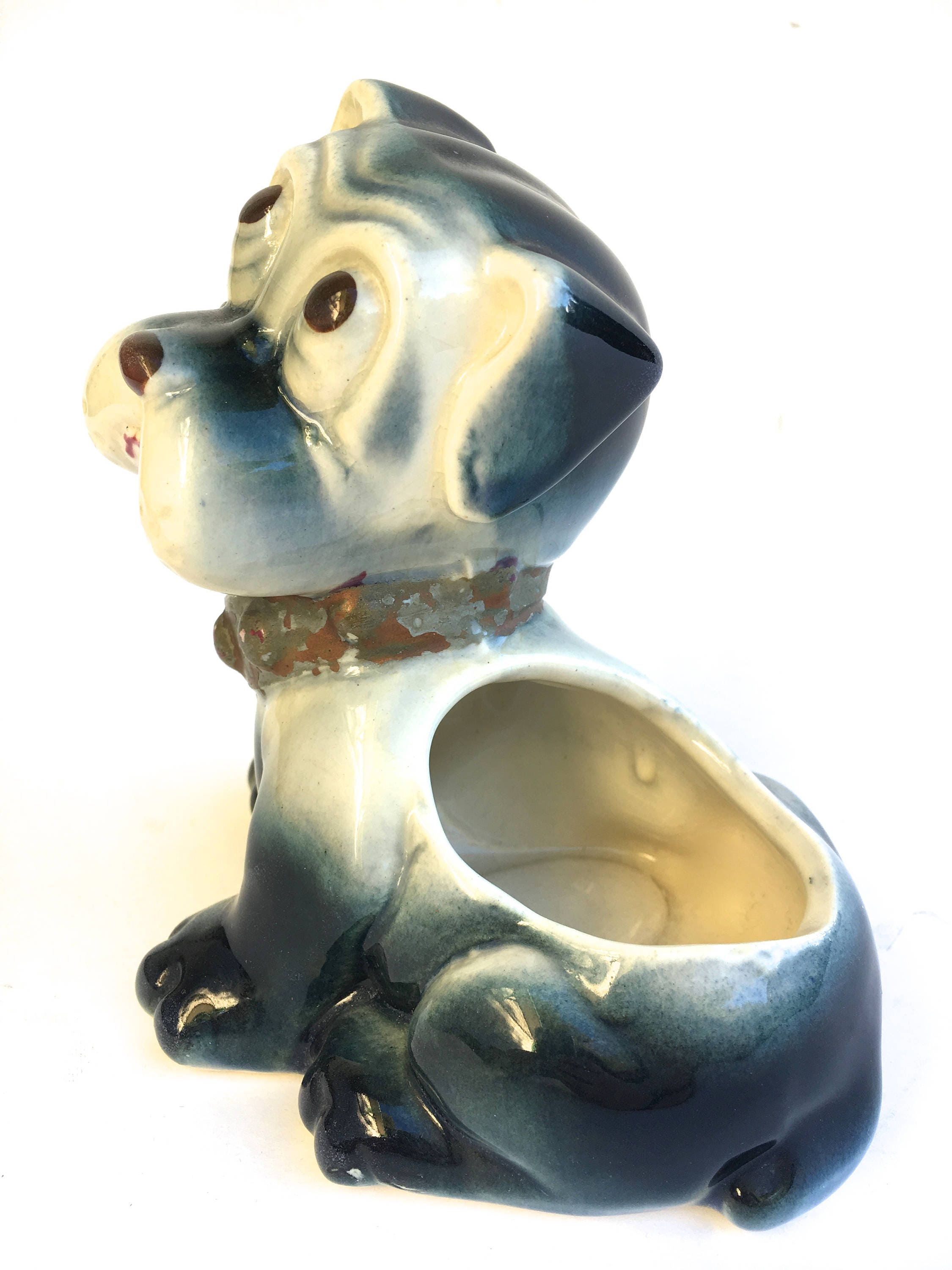 Vintage Boxer Dog Planter ceramic Vase or Flower Pot black & | Etsy