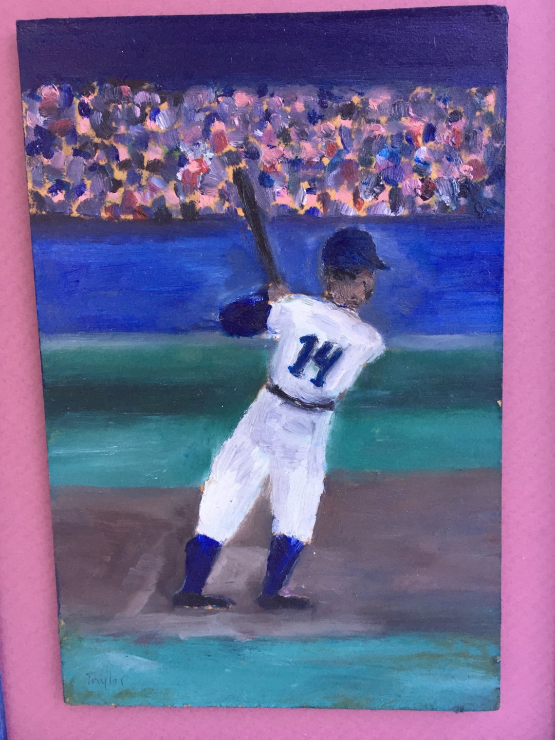 Vintage Baseball Oil Painting 14 Folk Art - Etsy