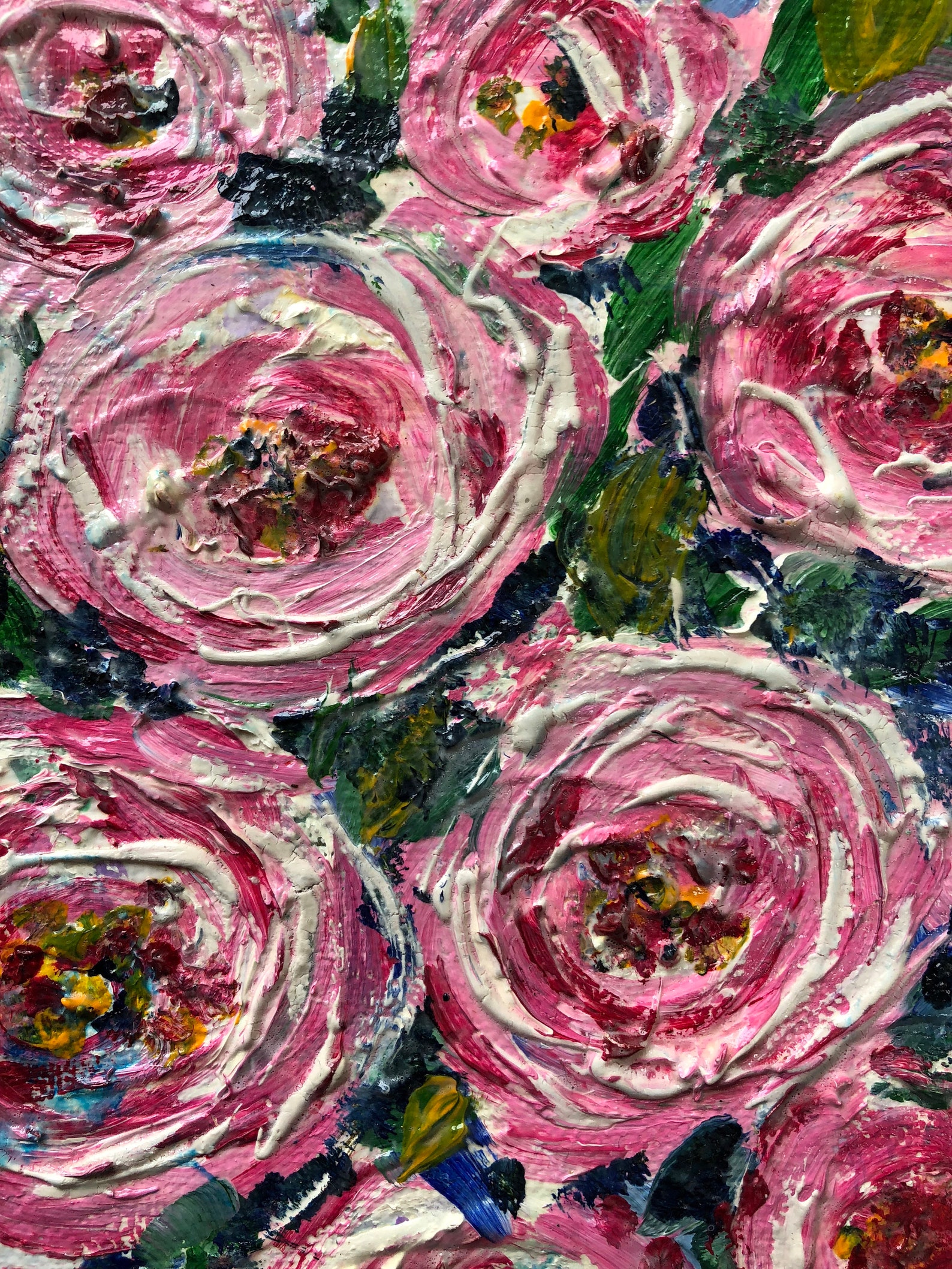 Small Original Rose Painting ~ Expressionist Still Life of a Rose Bush ...