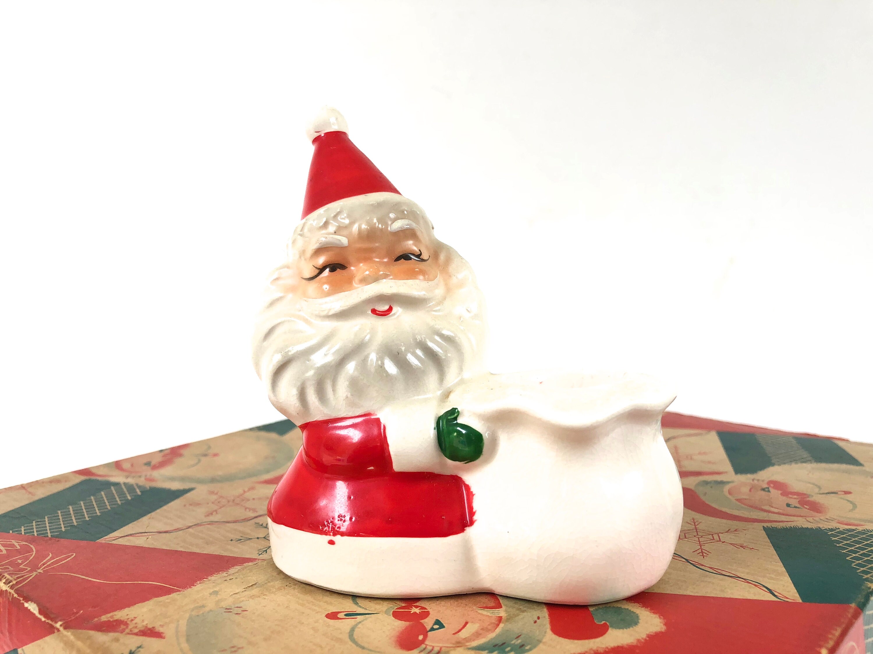 Vintage Santa Candle Holder 60's Holiday Christmas | Etsy