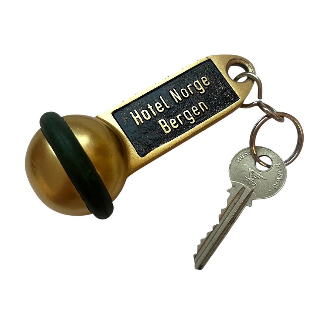 Vintage Brass Hotel Key Fob ~ Hotel Norge Bergen, Norway ~ Original Fob ...