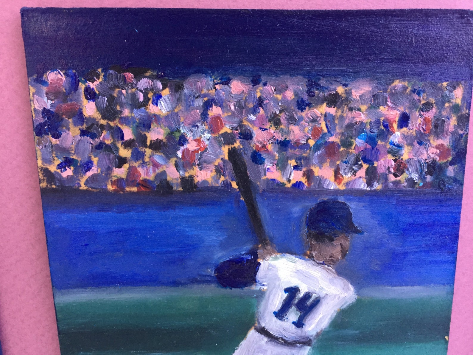 Vintage Baseball Oil Painting 14 Folk Art - Etsy