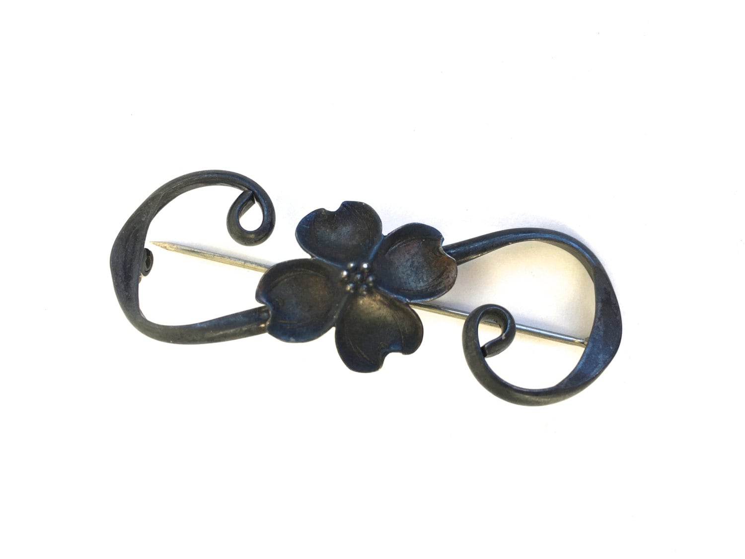 Mid Century Sterling Silver Flower pin brooch Dogwood | Etsy