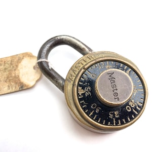 Vintage Brass Combination Lock~ Works W/ Original Combination ~ Master ...