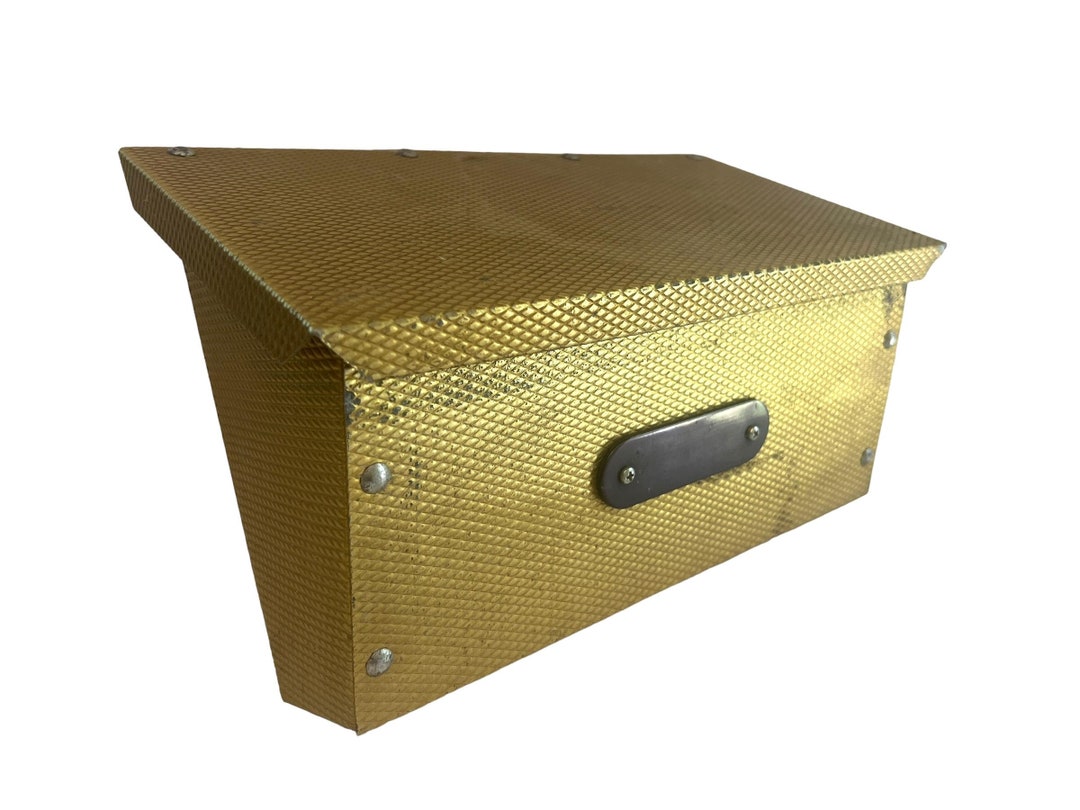 Mid Century Gold Wall Mailbox~ Metal Wall Mounted Drop Box~ Modernist ...