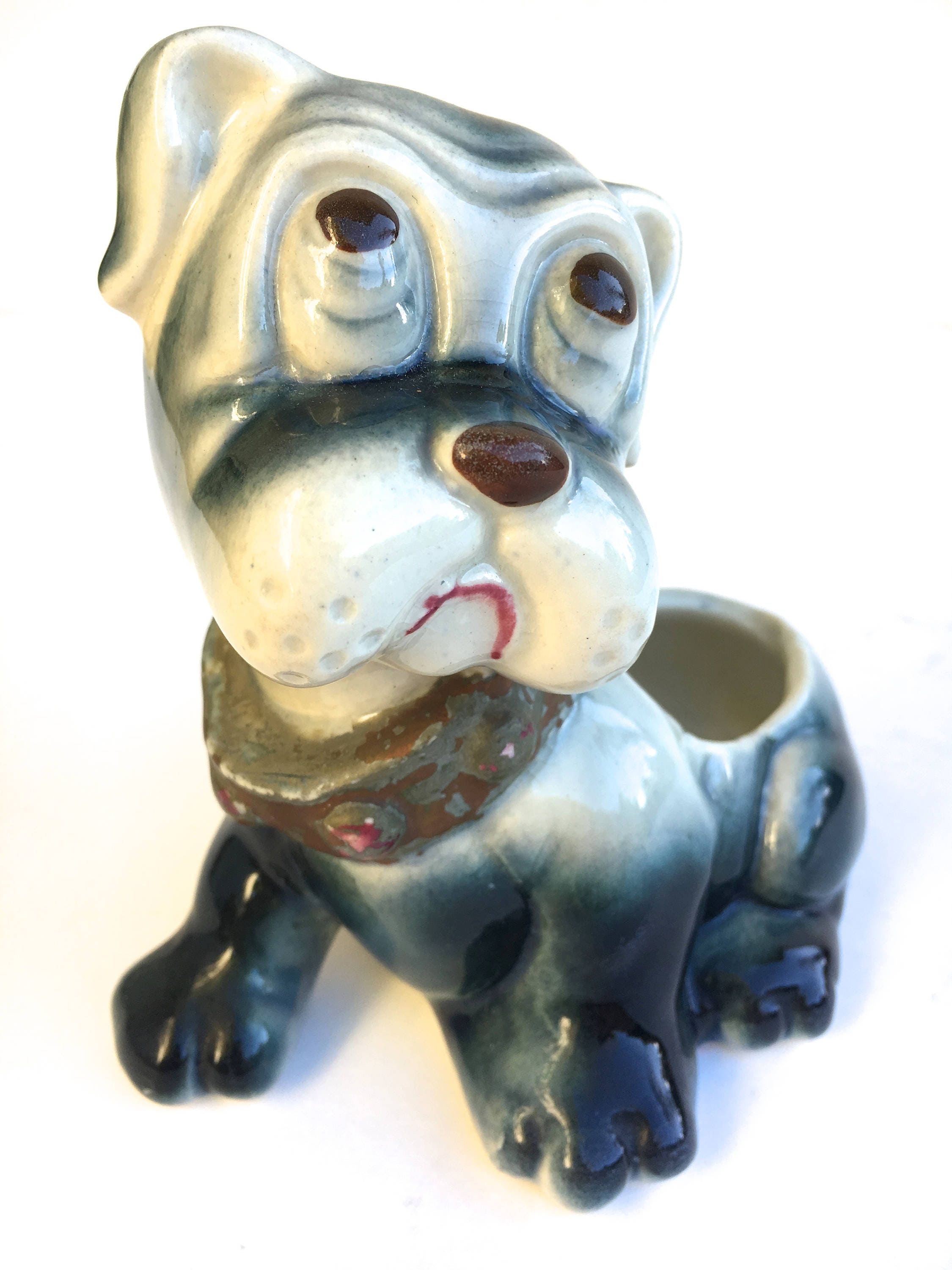 Vintage Boxer Dog Planter ceramic Vase or Flower Pot black & | Etsy