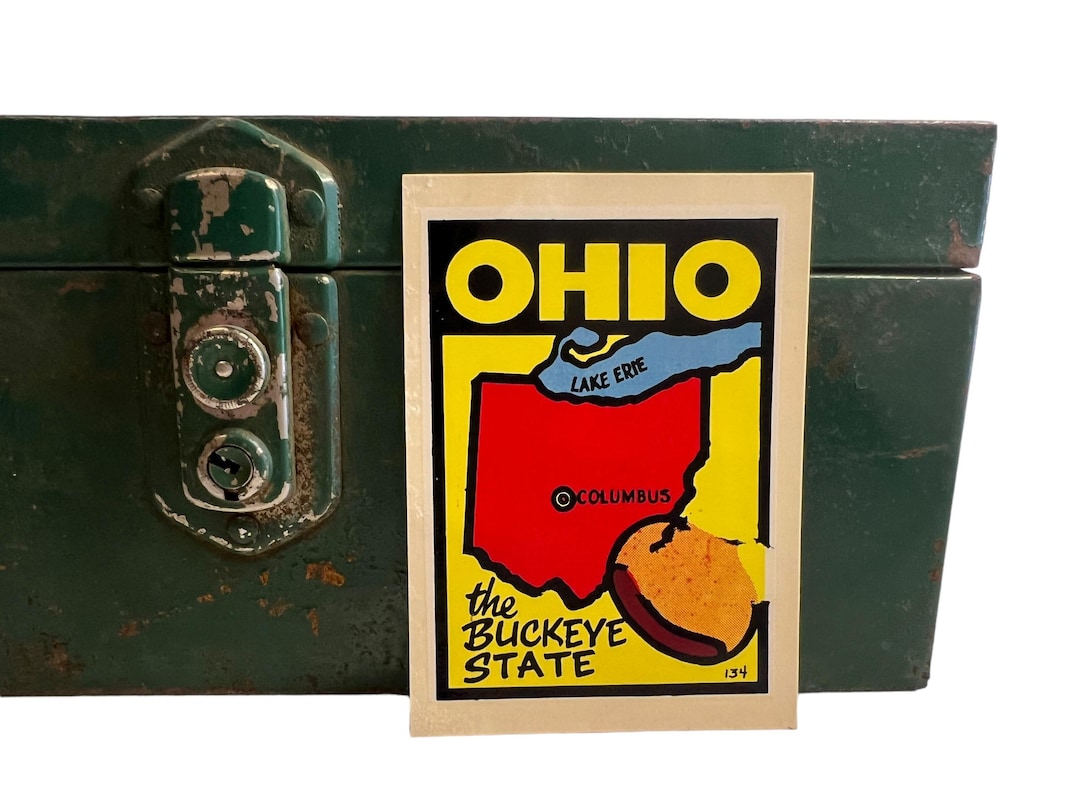 Vintage Ohio Buckeye State Label~ Car Sticker Water Transfer Window ...