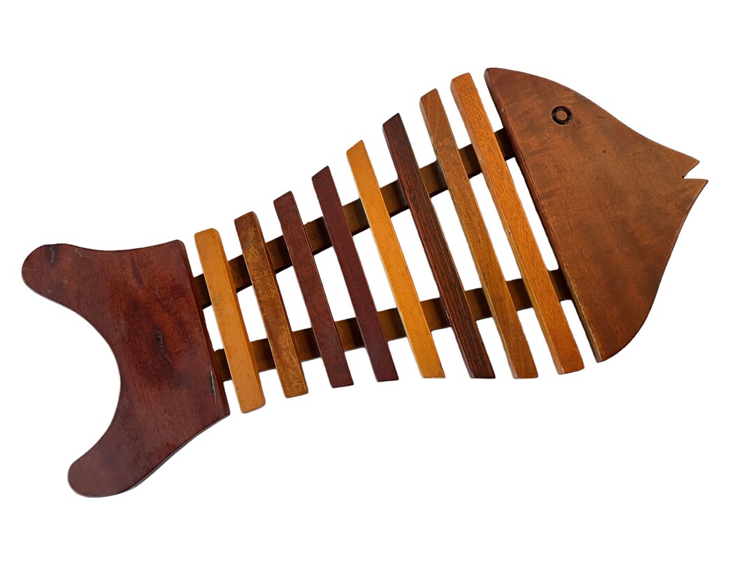 Mid Century Teak Fish Trivet~ Vintage Rosewood, Maple & Teak Wooden ...