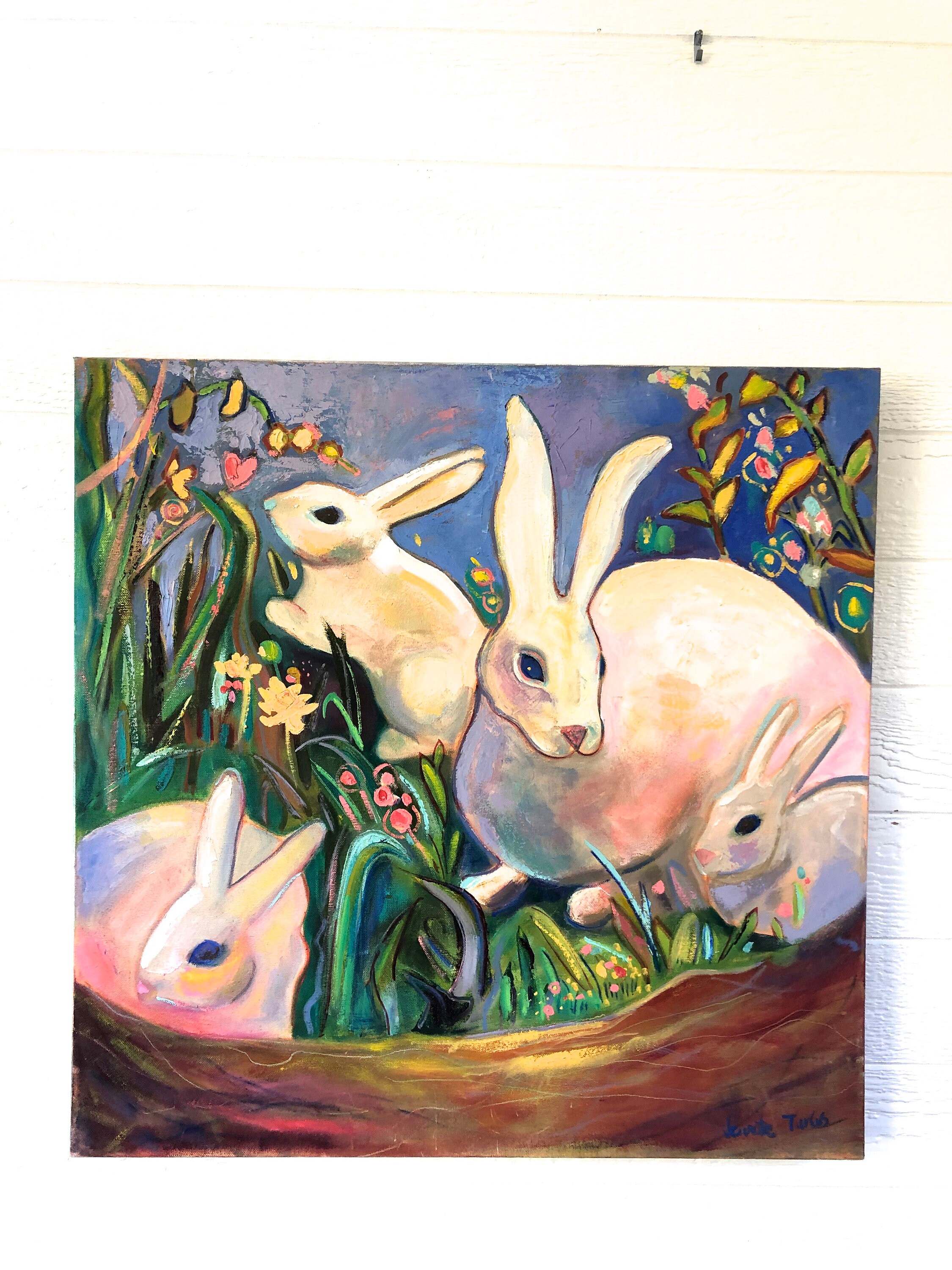 White Rabbit Oil Painting Large Original Signed Art Piece | Etsy