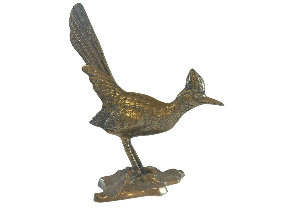 Vintage Brass Roadrunner Sculpture Hollywood Regency Large Southwestern ...