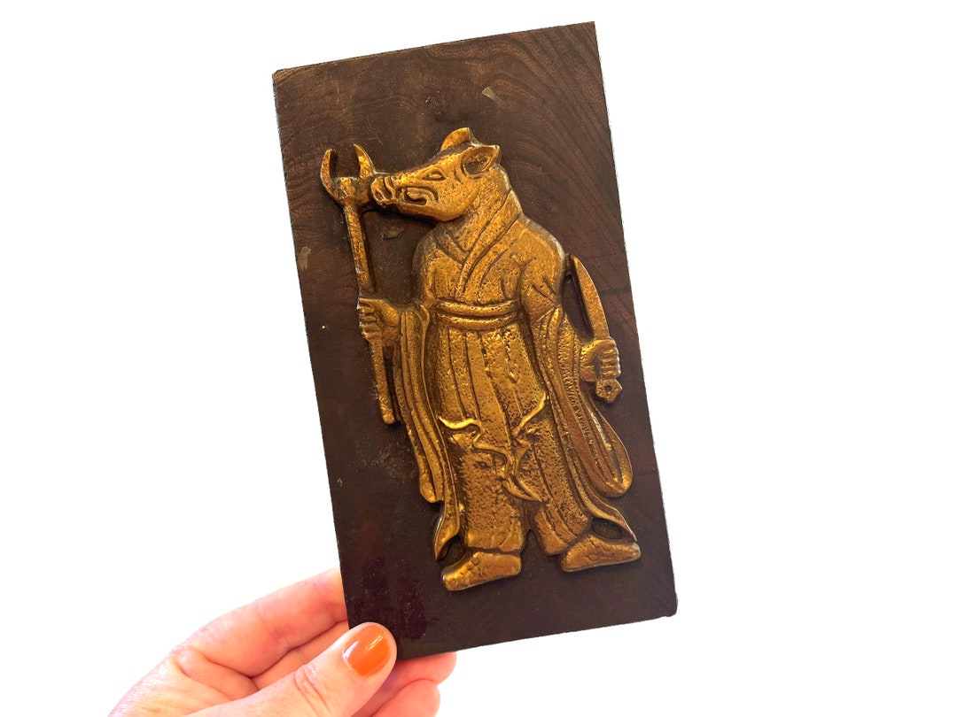 Mid Century Brass Zodiac Wall Hanging ~ Pig Chinese Astrological Art ...
