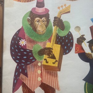 Vintage Framed Circus Monkey Print ~ Original Childs Book Plate ...