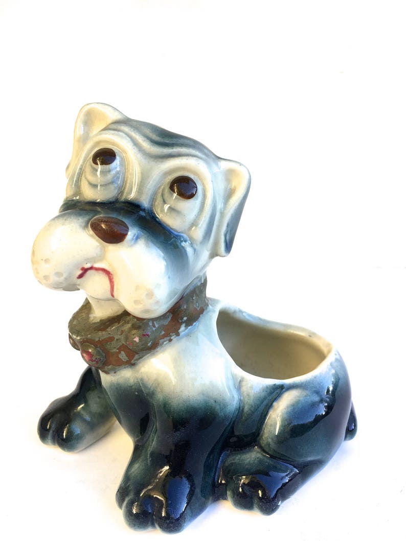 Vintage Boxer Dog Planter ceramic Vase or Flower Pot black & - Etsy