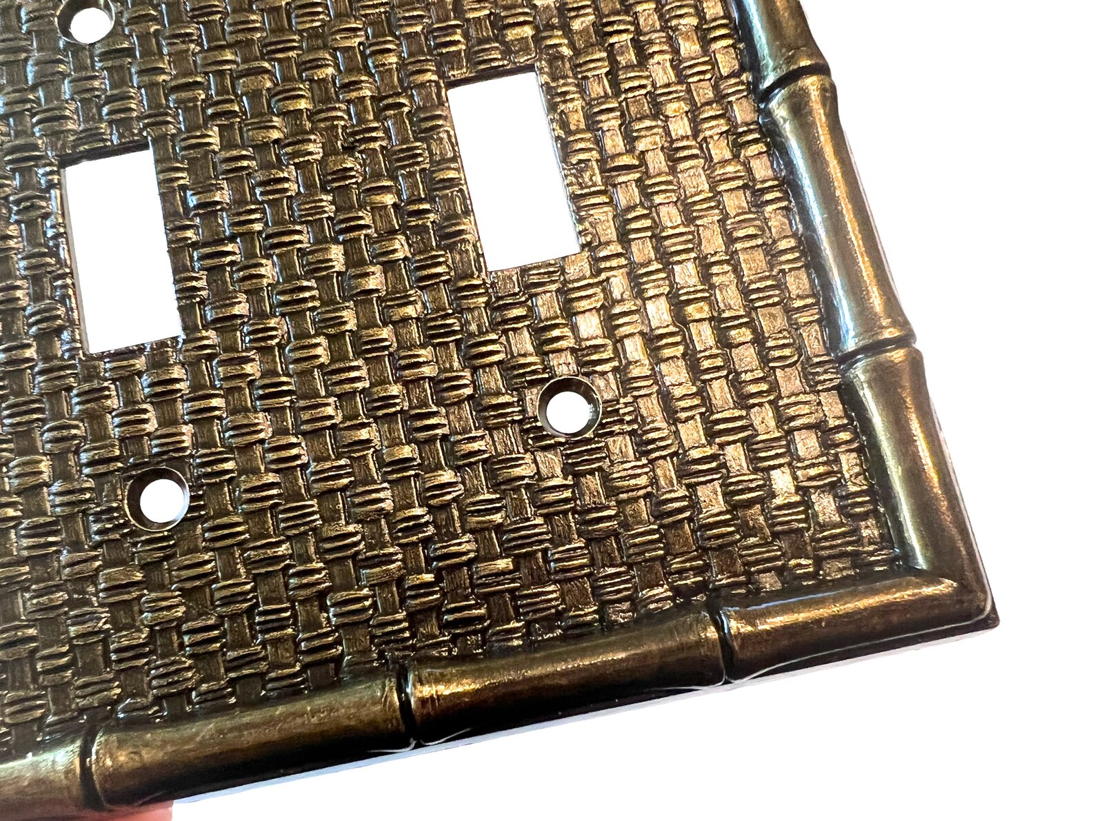 Mid Century Double Light Switch Cover ~ Tiki Bamboo Cover Plate ~ Woven ...